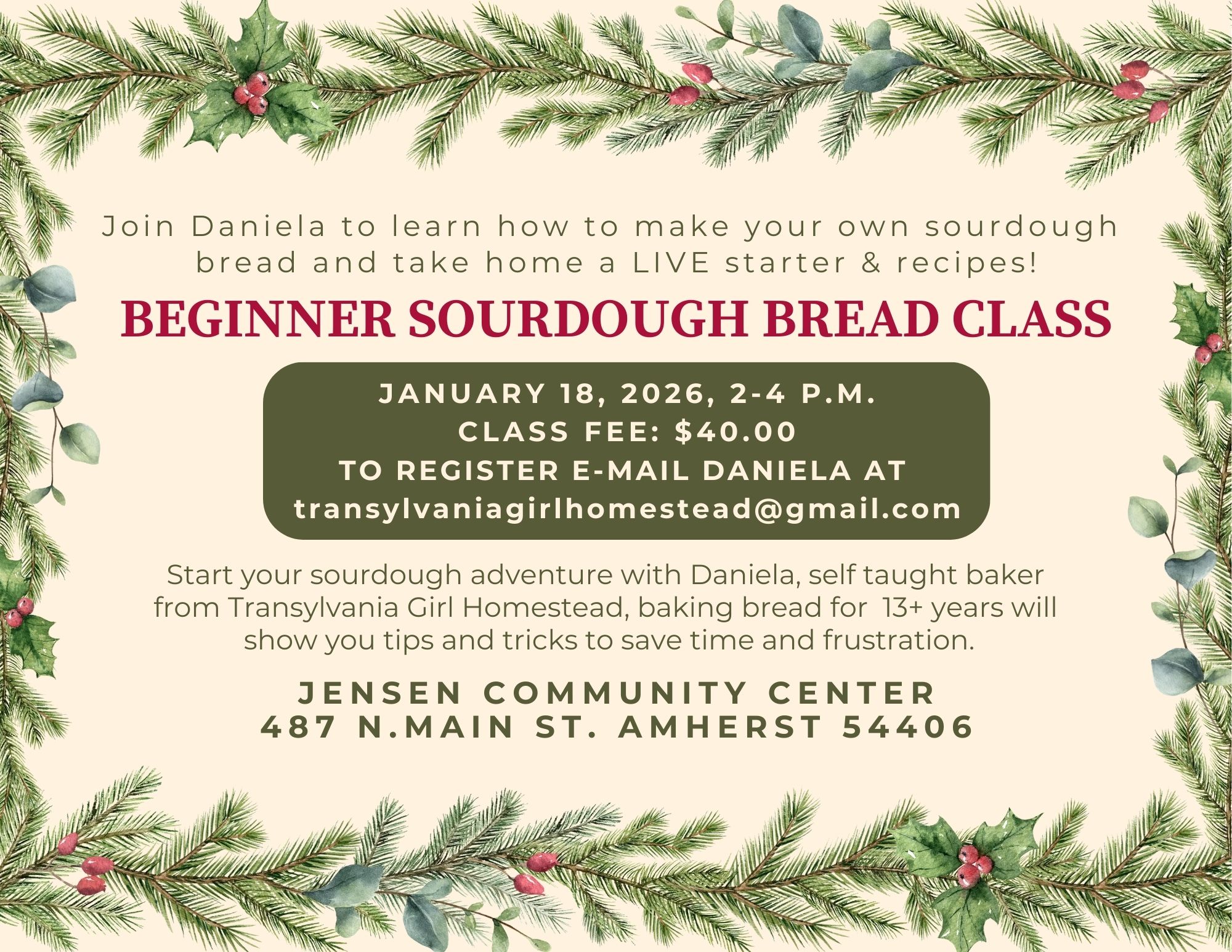 Beginner Sourdough Bread Class – Jensen Community Center